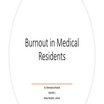 Burnout in Medical Residents | PPTX