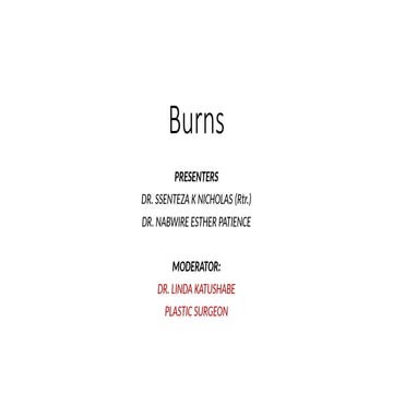 BURNS.pptx Symptoms 1. Redness and Swelling 2. Pain or Numbness 3. Blisters or Bubbles 4 ...
