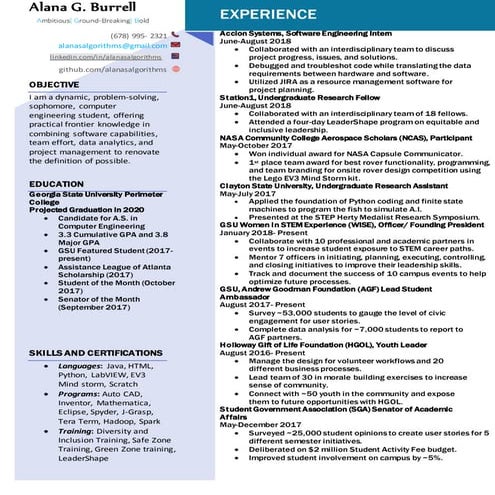 Resume for Alana Burrell | DOCX