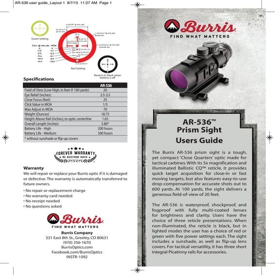 Burris AR-536 Instruction Manual | Optics Trade | PDF | Arms ...