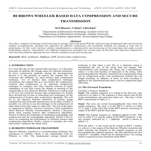 Burrows wheeler based data compression and secure transmission | PDF