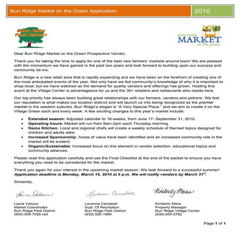 Burr Ridge Market Application Packet 2010 V4 | PDF