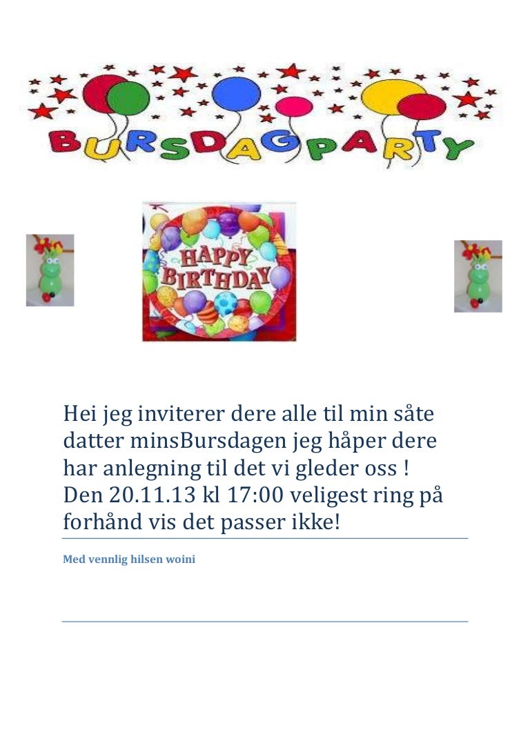 Invitasjoner Til Bursdag