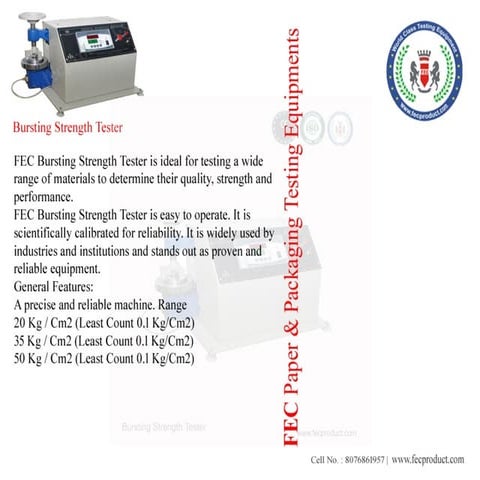 Bursting strength tester copy | PPT