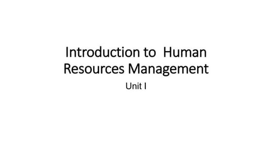 Unit 1.pptx- HRM - Unit - 1- Bangalore University | PPT