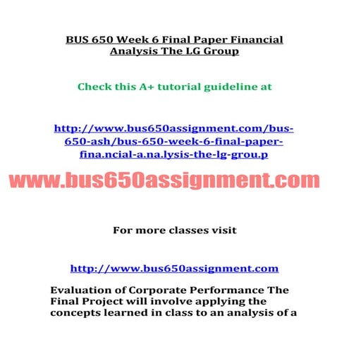 Bus 650-week-6-final-paper-financial-analysis-the-lg-group | PDF