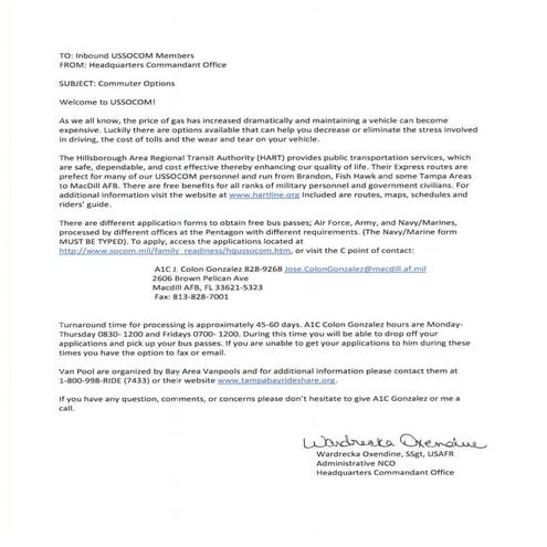 Bus Pass Welcome Letter 2010 | PDF