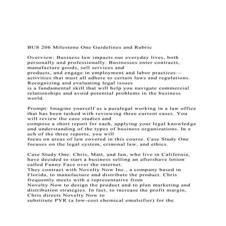 BUS 206 Milestone One Guidelines and Rubric Overview .docx
