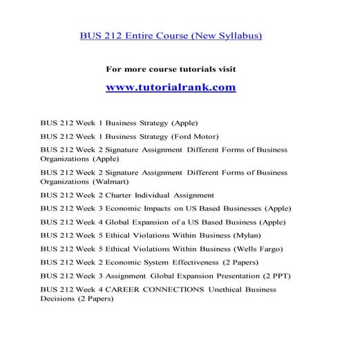 BUS 212 Effective Communication/tutorialrank.com