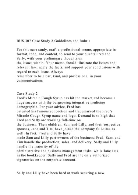 BUS 307 Case Study 2 Guidelines and Rubric For this .docx