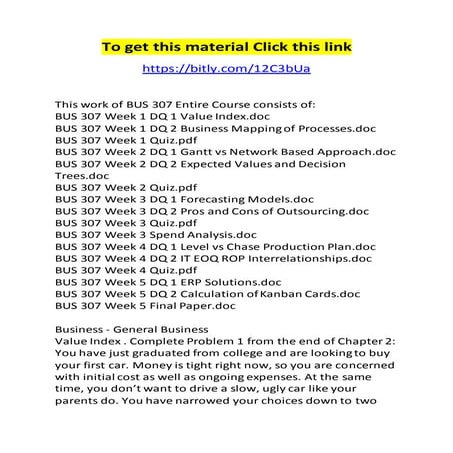 Bus 307 entire course | DOCX | Logistics | Business