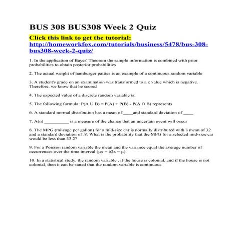 Bus 308 bus308 week 2 quiz | DOC