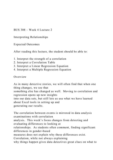 Score Week 5 Correlation and RegressionCorrelation and Regres.docx
