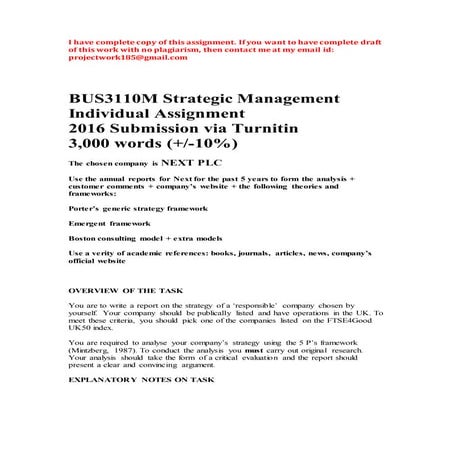 Bus3110m strategic management individual assignment | DOCX | Resume ...