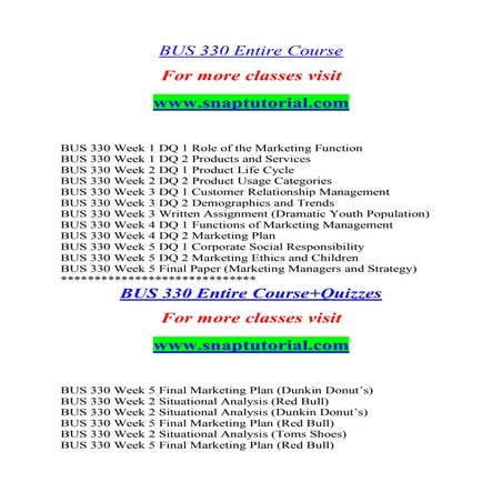 Bus 330 Exceptional Education / snaptutorial.com