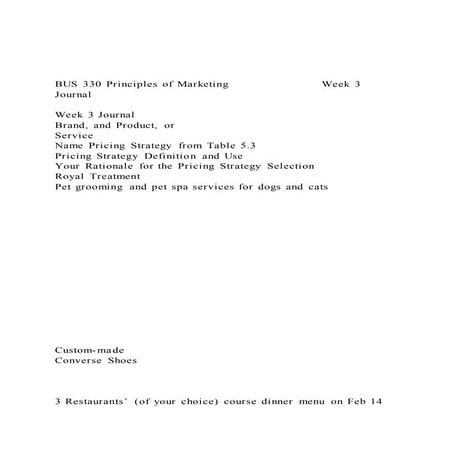 Bus 330 principles of marketing week 3 | DOCX