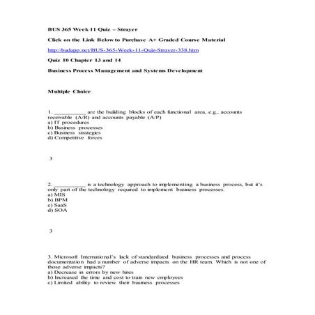Bus 230 week 11 quiz | DOCX