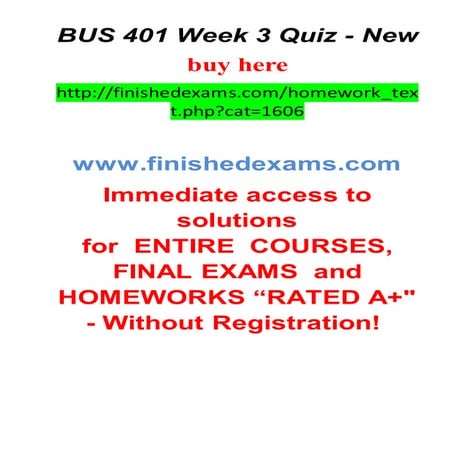 Bus 401 week 3 quiz new | DOCX