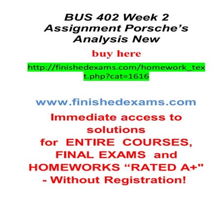Bus 402 week 2 assignment porsche’s analysis new | PDF