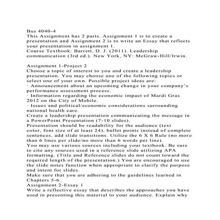 Bus 4040-4This Assignment has 2 parts. Assignment 1 is to create.docx