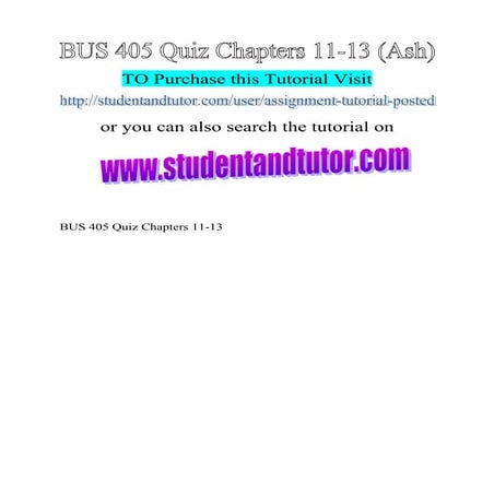 Bus 405 quiz chapters 11 13 | DOC | Stocks and Bonds | Personal Investing