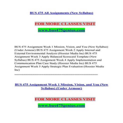 BUS 475 GENIUS Achievement Education --bus475genius.com