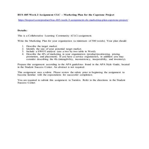 Bus 485 week 3 assignment clc | DOCX | Business | Business and Finance