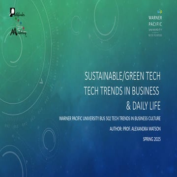 Strategic Imperatives and Trends in Sustainable Green Technology for ...