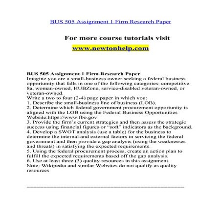 Bus 505 complete class all 4 assignments | PDF