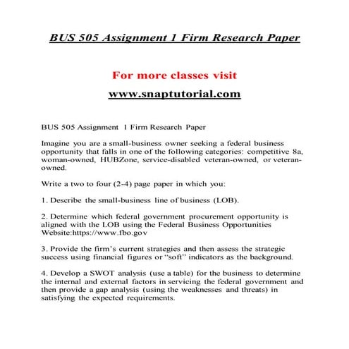 Bus 505 complete class all 4 assignments | PDF
