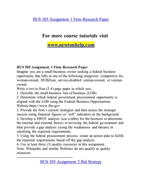 Bus 505 complete class all 4 assignments | PDF