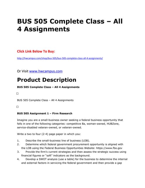 Bus 505 assignment 1 firm research | PDF