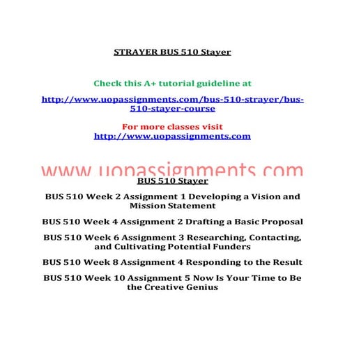 BUS 510 Entire Course NEW | PDF