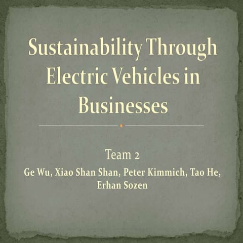 Sustainability Through Electric Vehicles in Businesses | PPTX