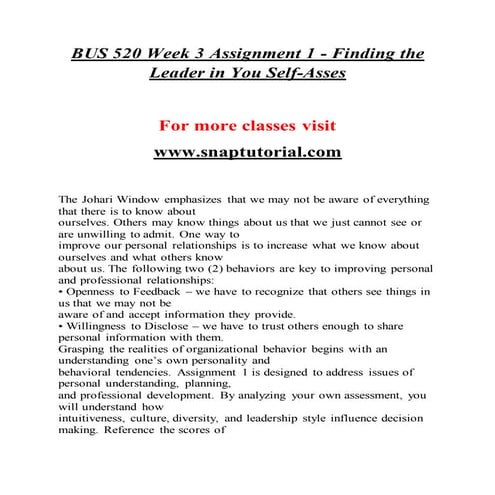 Bus 520 Enthusiastic Study / snaptutorial.com