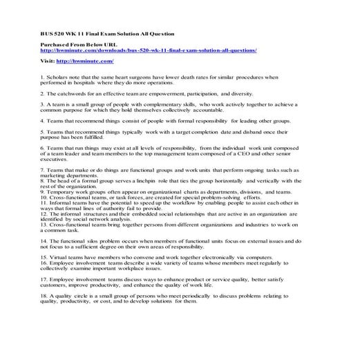 Bus 520 wk 11 final exam solution all question | DOCX | Business | Business and Finance