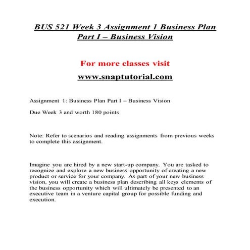 BUS 521 Massive Success / snaptutorial.com