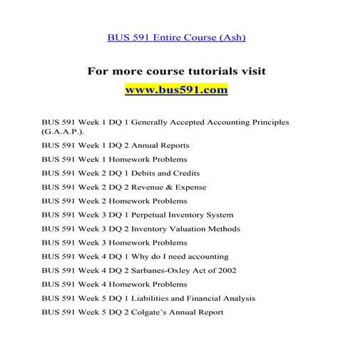 BUS 591 Education for Service--bus591.com | Business Accounting & Finance | Business