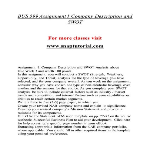 BUS 599 Education Specialist / snaptutorial.com