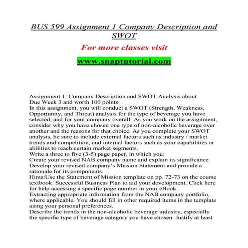 BUS 599 Extraordinary Success |snaptutorial.com