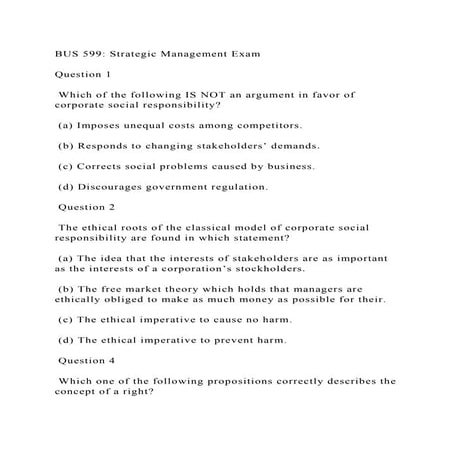 BUS 599 Strategic Management ExamQuestion 1 Which of the fo.docx