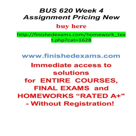 Bus 620 week 4 assignment pricing new | DOCX
