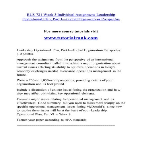 BUS 721 Effective Communication - tutorialrank.com