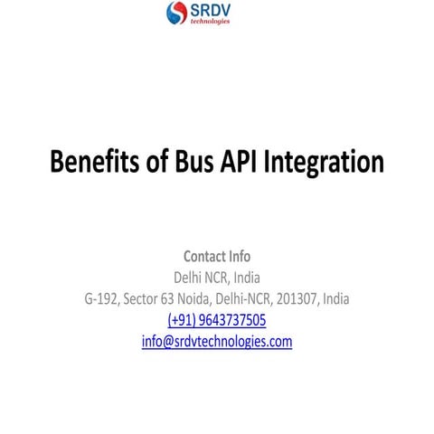 Benefits of Bus API Integration | PDF