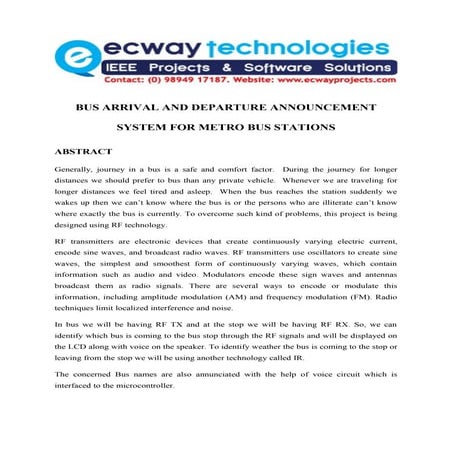 Bus arrival and departure announcement system for metro bus stations | DOC