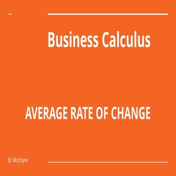 Comprehensive Business Calculus: Average Rate of Change and Derivatives ...