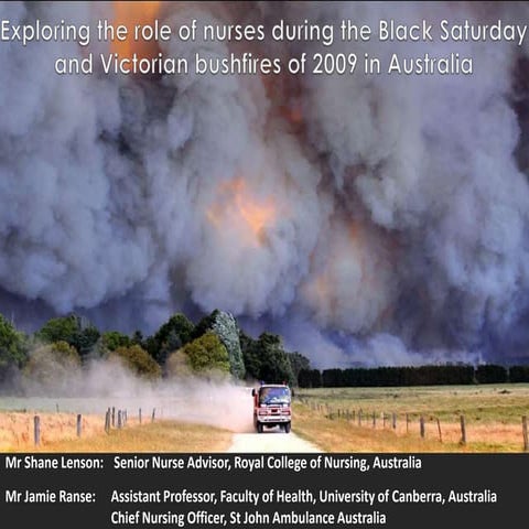 Exploring the role of nurses during the Black Saturday and Victorian ...