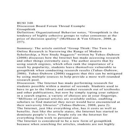 BUSI 340Discussion Board Forum Thread ExampleGroupthinkDef.docx