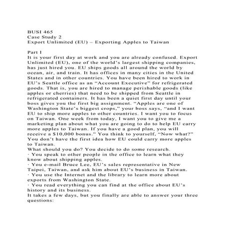 Case Study 2Export Unlimited (EU) – Exporting Apples to Taiwan.docx