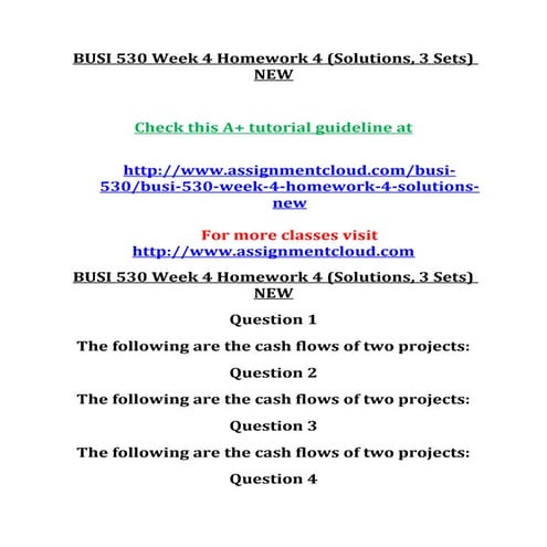 Busi 530 week 4 homework 4 | PDF